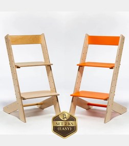 Lucas Wood Style - rostoucí židle EASY LINE zvýhodněný set 2 ks -  přírodní + oranžová