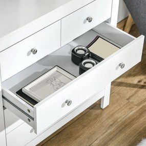 HOMCOM Komoda s 5 zásuvkami - Moderní úložná skříňka pro obývací pokoj, ložnici a chodbu, bílá, 79 x 39,5 x 80,5 cm