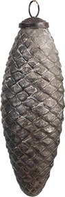 Tmavě stříbrná vánoční ozdoba šiška - 6*16 cm