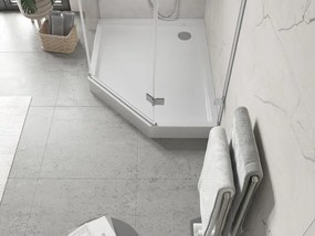 Mexen Flow+ pětiúhelníkový sprchový kout levý 100 x 80 cm, bílý lesk - 46P108010LH