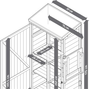 Tchibo - Velká zahradní skříň se sklopnou boční policí - barva: hnědá