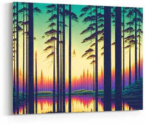 Obraz siluety stromů při západu slunce