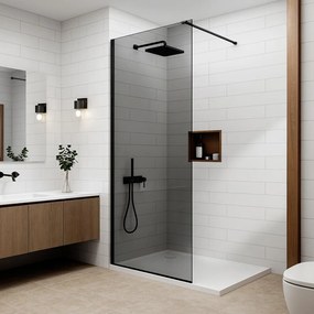 Walk-in Black sprchová stěna, s kouřovým sklem 110, 200cm, 8mm