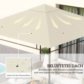 Outsunny Náhradní Střecha pro Altán Pergolu Zahradní Plátno Vysoká Hustota 180g/m² Anti-UV 3 x 3m Krém