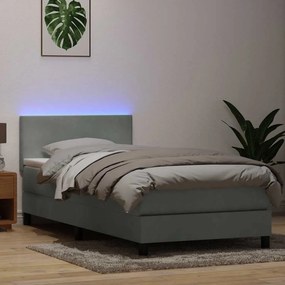 Box spring postel s matrací a LED Světle šedá 90x220 cm Samet 3316719