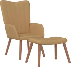 Relaxační křeslo se stoličkou hnědé samet 327674