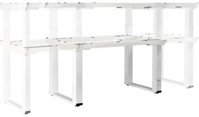 Výškově nastavitelný stůl OfficeTech Strong 200 x 80 cm, bílá podnož, bílá