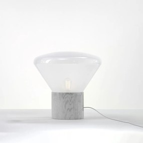 Nadčasová stolní lampička Muffins Table Dekor: Dub evropský bíle mořený / Bílé sklo, Rozměr: ø 275 x 260 mm