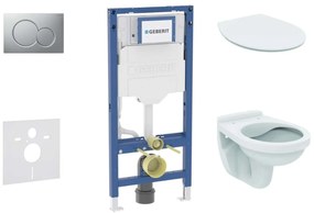 Geberit Duofix - Set předstěnové instalace, klozetu Alpha a sedátka softclose, tlačítko Sigma01, matný chrom SANI11CD2102