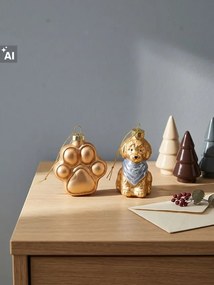 Sinsay - Skleněné vánoční ozdoby ve tvaru psí tlapky a psa 2 pack - hnědá