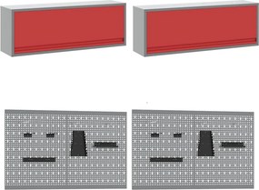 Sada pracovní skříně se zásuvkou s úložištěm 10 ks Červená 3321475