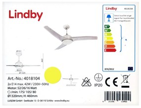 Lindby | Lindby - Stropní ventilátor EMANUEL 2xE14/42W/230V + dálkové ovládání | LW0053