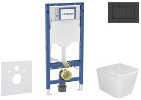 Geberit Duofix - Set předstěnové instalace, klozetu Arkas a sedátka softclose, tlačítko Sigma20, matná černá/černá SANI11CA5102B