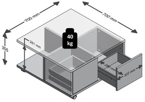 FMD Mobilní konferenční stolek 70x70x35,5 cm betonová a lesklá bílá - Default Title