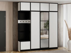 Šatní skříň s nástavcem EDEN 14 bílý + ekokůže černý