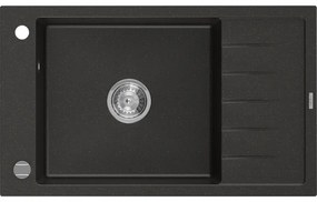 Mexen Elias 1-miskový granitový dřez s krátkým odkapávačem 795 x 480 mm, Černá/Zlatá kovová - 6511791005-75
