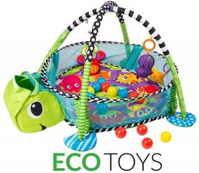 Vzdělávací hrací deka s míčky Eco Toys - želva