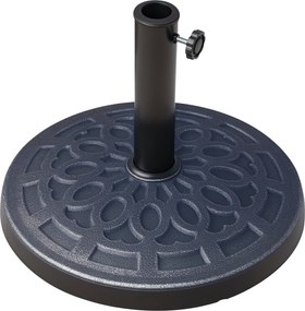 Základna slunečníku Outsunny, hmotnost 12 kg, kulatá, z pryskyřice pro slunečníky s průměrem 38 mm/48 mm, pro terasu a venkovní posezení Ø44x34 cm Bro