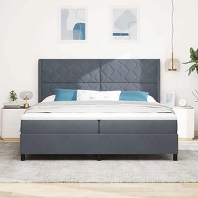 Postel s boxspringem s čelo Tmavě šedá 200 x 200 cm samet 3342081