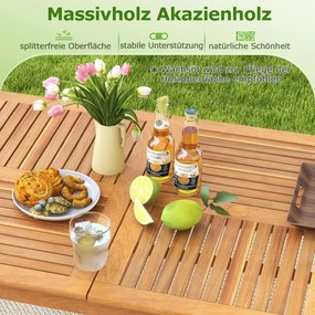 Costway Zahradní stůl akátové dřevo velký pro 6 osob – 170 × 90 cm, přírodní