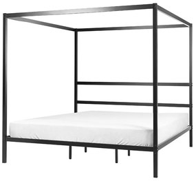 Kovová postel s baldachýnem 180 x 200 cm černá LESTARDS Beliani