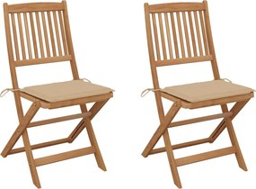 vidaXL Skládací zahradní židle s poduškami 2 ks masivní akáciové dřevo [3064644] Barva: Modrá