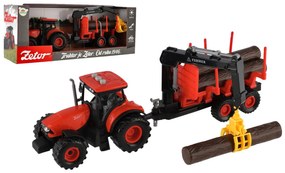 Traktor Zetor s vlekem s naklád. ramenem plast 36cm na setrvačník na bat. se svět. se zvuk. v krab.