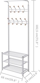 Věšák na oblečení s botníkem 68x32x182,5 cm bílá 243727