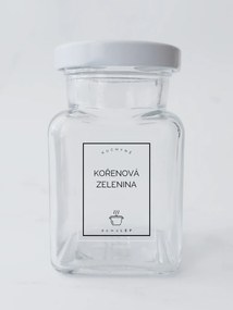 Samolepka na kořenky KOŘENOVÁ ZELENINA průhledná 3 × 4 cm základní písmo