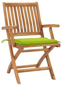 Zahradní židle 2 ks jasně zelené podušky masivní teakové dřevo,  3062417