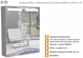 Intedoor Zrcadlová skříňka s LED osvětlením ve dvířkách, korpus bílý,   80×14×72 cm  D ZS 80 01   D ZS 80 01 D ZS 80 01