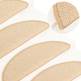Schodové rohože 15 ks 56x17x3 cm krémové, půlkulaté 149853