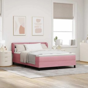 Postel s boxspringem s čelo Růžová 160 x 200 cm samet 3340399