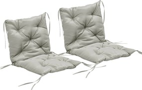 sada 2 polštářů na sezení, 98 x 50 cm Polštář na židli s poutky, potah z tkaniny, tloušťka 8 cm Světle šedý