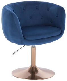 LuxuryForm DESIGN Otočné křeslo MONTANA VELUR na zlatém talíři - modré