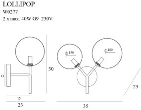 Maxlight W0277 Nástěnné svítidlo LOLLIPOP černé + čiré sklo