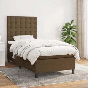 vidaXL Box spring postel s matrací 90x190 cm textil [3142059] Barva: tmavě hnědá