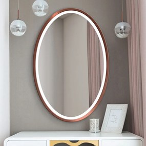 Zrcadlo Nordic Oval Copper LED Rozměr: 45 X 65 cm