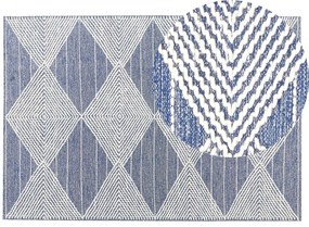 Vlněný koberec 140 x 200 cm světle béžový/modrý DATCA Beliani