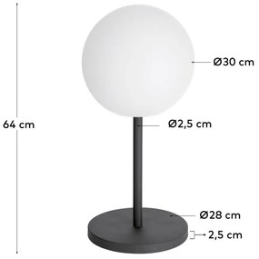 OnaDnes -20% Bílá plastová stolní LED lampa Kave Home Dinesh s černou podnoží