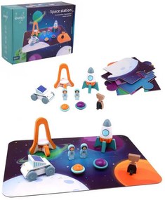 _Ostatní 1_ JOUECO DŘEVO Vesmírná stanice set puzzle skládačka s figurkami a doplňky 80133jot