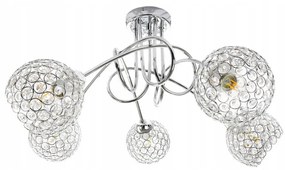 Stropní svítidlo Crystal, 5x stříbrné křišťálové stínítko, ch