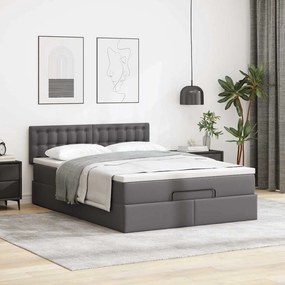 Osmanský rám postele s matrací šedá 140x200cm umělá kůže 3311311