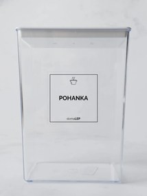 POHANKA – průhledná samolepka na dózu, tučné písmo, 5 × 5 cm | DomaLEP