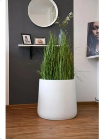 Kulatý květináč VEKRA, výška 50 cm, sklolaminát, bílý, OUTLET