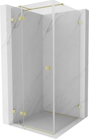 Mexen Lunar T, sklápěcí sprchový kout levý 110 x 110 cm, 8mm čiré sklo, zlatý kartáčovaný - 834T-110-110-55-00-L