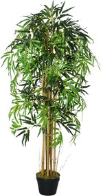 Umělý bambus Outsunny 150cm se květináčem - realistická dekorativní syntetická rostlina pro domov, zahradu, kancelář Ø18x150 cm Zelená | Aosom