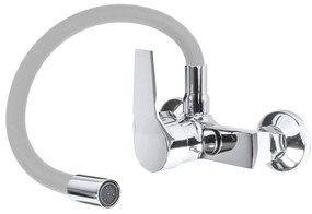 Gamma Flex, nástěnná dřezová baterie s elastickým ramenem, šedá-chromová, GMA-BFXS-G