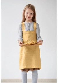 Dětská žlutá lněná zástěra Linen Tales Pinafore, 72 x 45 cm