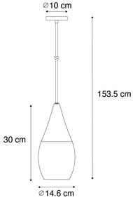 Moderní závěsné svítidlo černé s kouřovým sklem - Drop